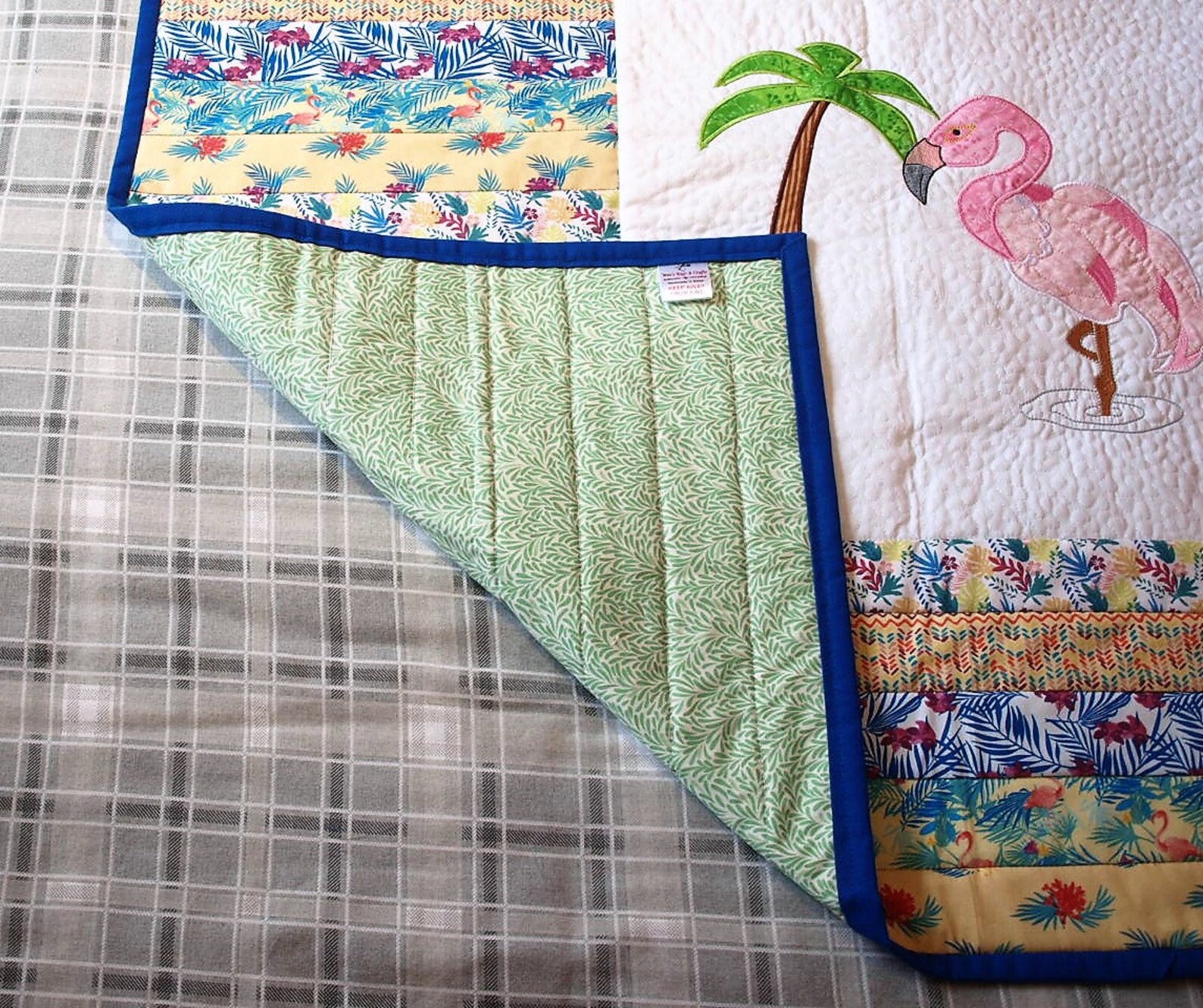 Flamingo Quilt, Tropical Quilt, Flamingo Lap Quilt, Palm Trees ...