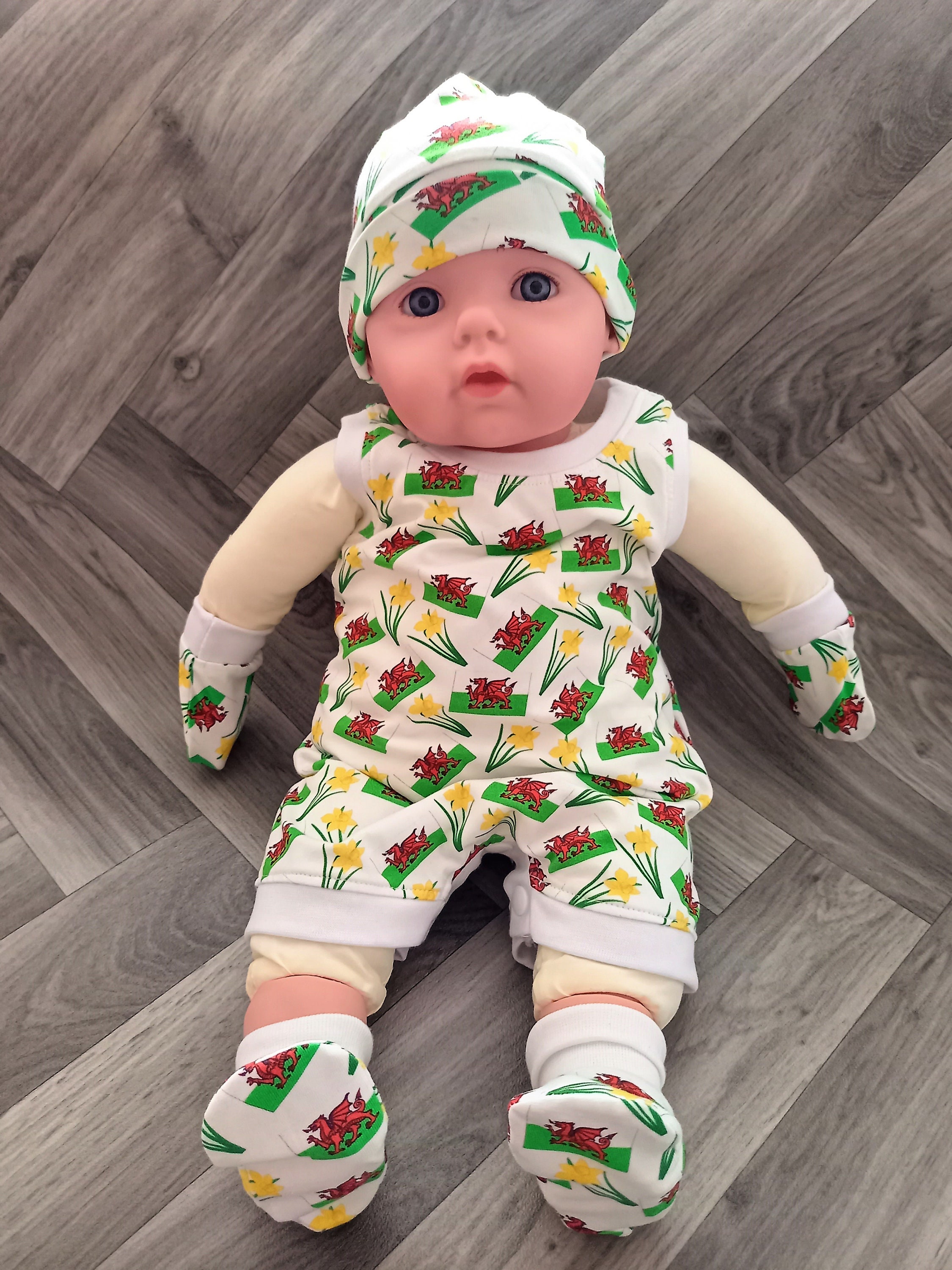 Welsh Baby Blanket Set Consists of Elephant Soft Toy, Elephant Bib, and ...