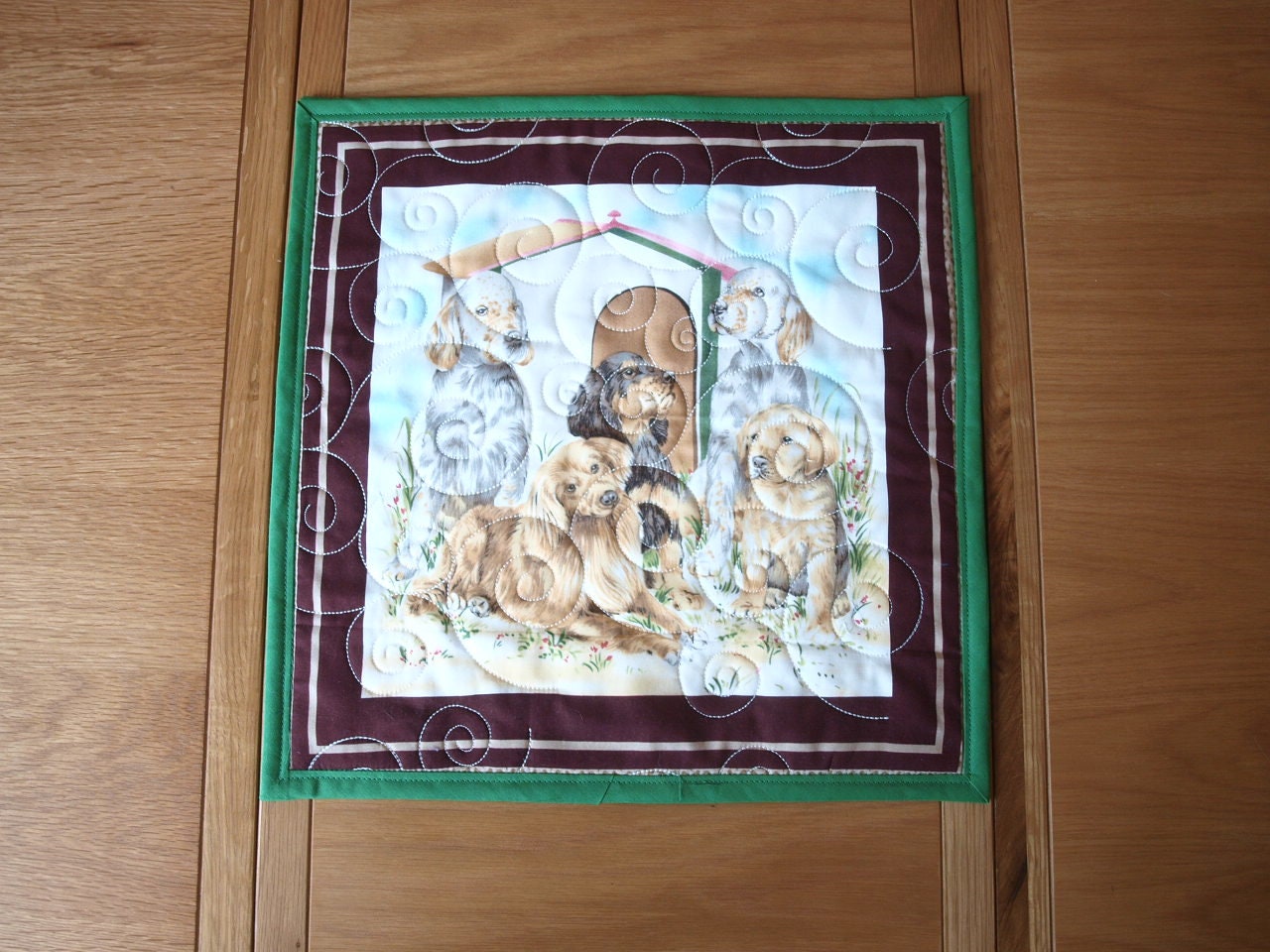Quilted Dog Table Topper, Quilted Table Runner, Dog Coffee Table Mat ...