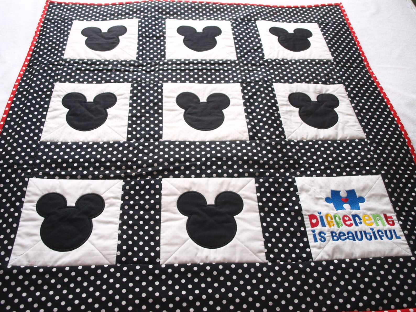 Autism Quilt Blanket, Mickey Quilt, Mickey Mouse Inspired Quilt ...
