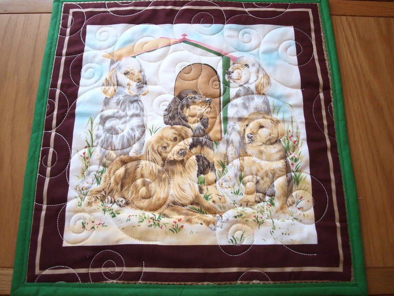 Quilted Dog Table Topper, Quilted Table Runner, Dog Coffee Table Mat ...