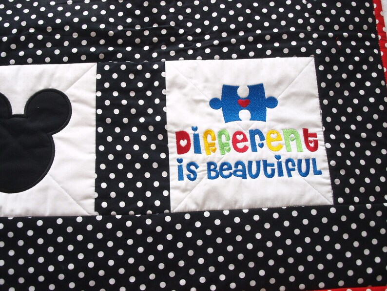 Autism Quilt Blanket, Mickey Quilt, Mickey Mouse Inspired Quilt ...