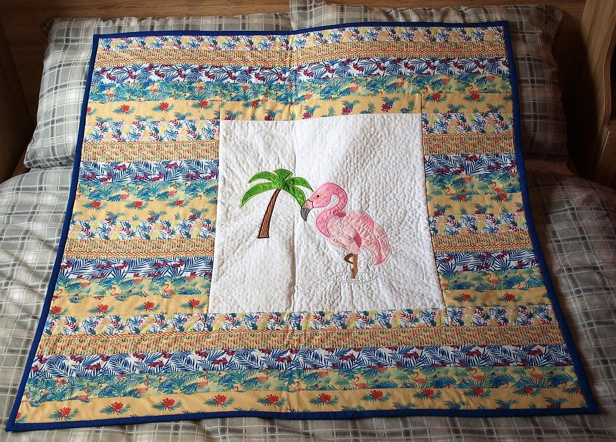 Flamingo Quilt, Tropical Quilt, Flamingo Lap Quilt, Palm Trees ...