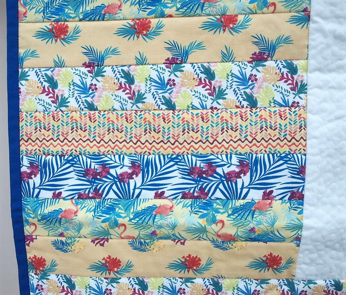 Flamingo Quilt, Tropical Quilt, Flamingo Lap Quilt, Palm Trees ...