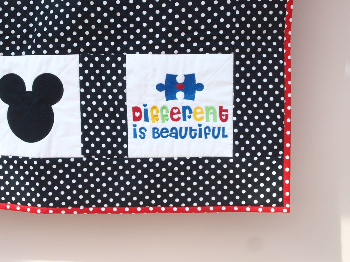 Autism Quilt Blanket, Mickey Quilt, Mickey Mouse Inspired Quilt ...