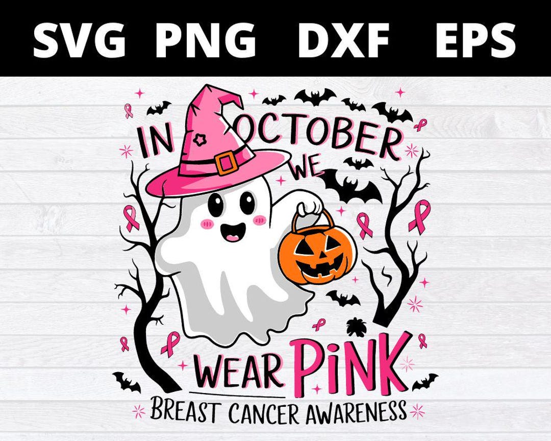 Breast Cancer Awareness Ghost PNG SVG: Halloween Pink (digital Files ...