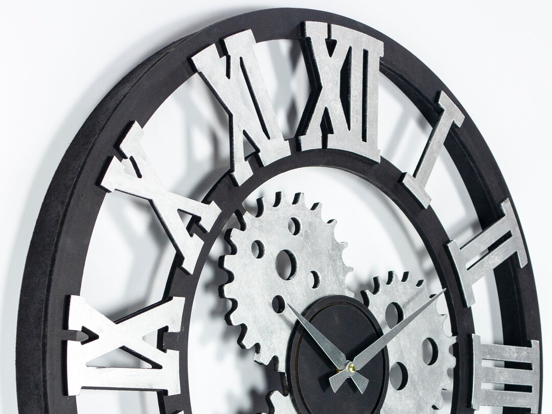 65 Cm 25.6 Large Wall Clock, 3D Clock, Rustic Wall Clock, Rustic Decor ...