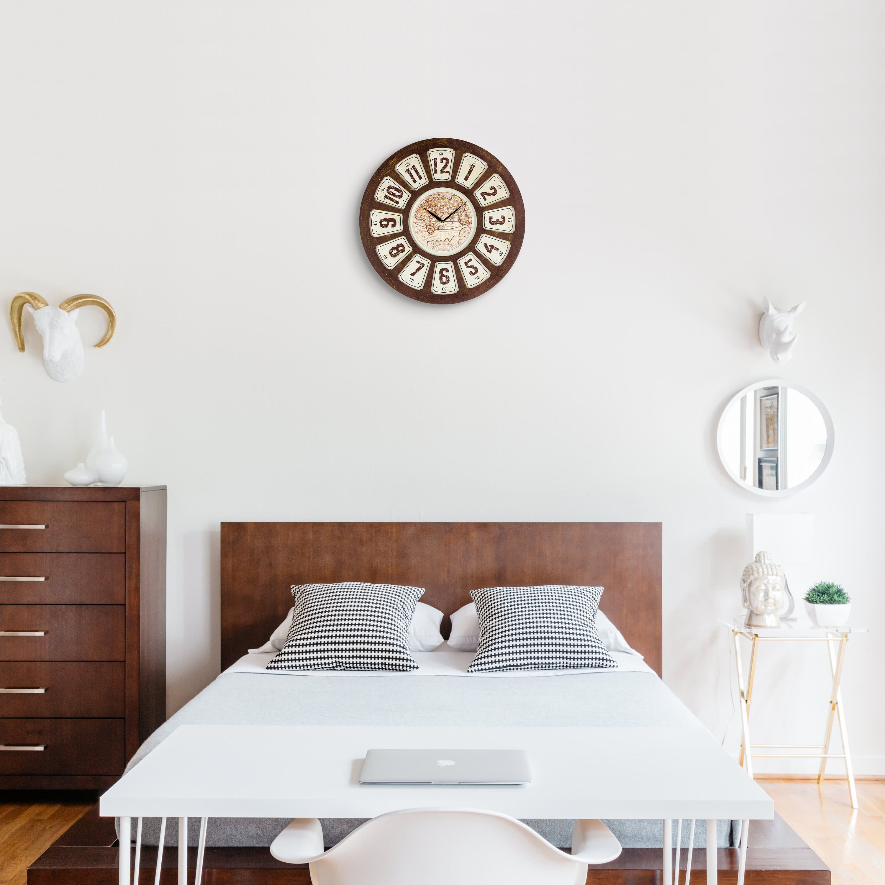 65 Cm 25.6 Large Wall Clock Rustic Wall Clock Brown | Etsy