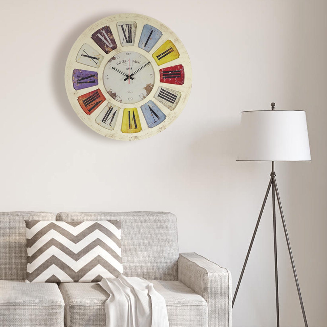 65 Cm 25.6 Large Wall Clock Rustic Wall Clock Rustic | Etsy