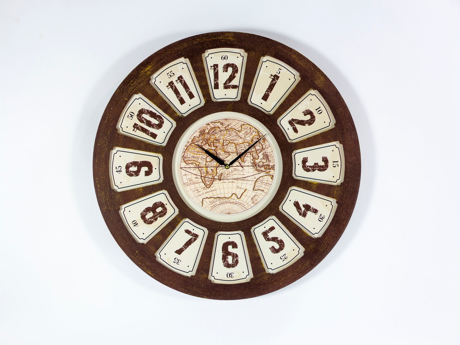 65 Cm 25.6 Large Wall Clock Rustic Wall Clock Brown | Etsy