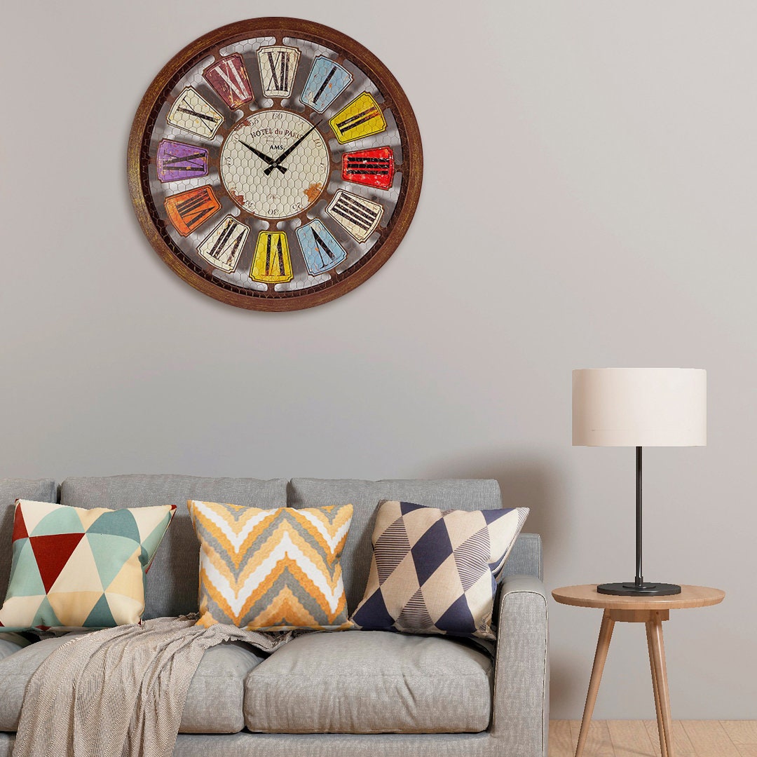 70 Cm 27.5 Large Wall Clock Rustic Wall Clock Rustic - Etsy