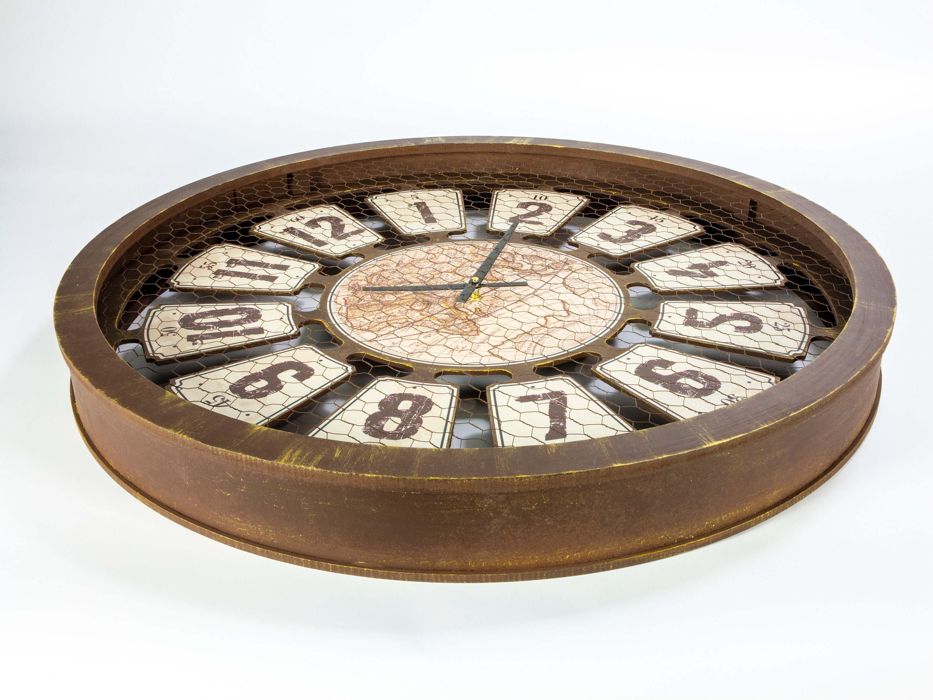 70 Cm 27.5" Large Wall Clock, Rustic Wall Clock, Rustic Decor, Brown ...