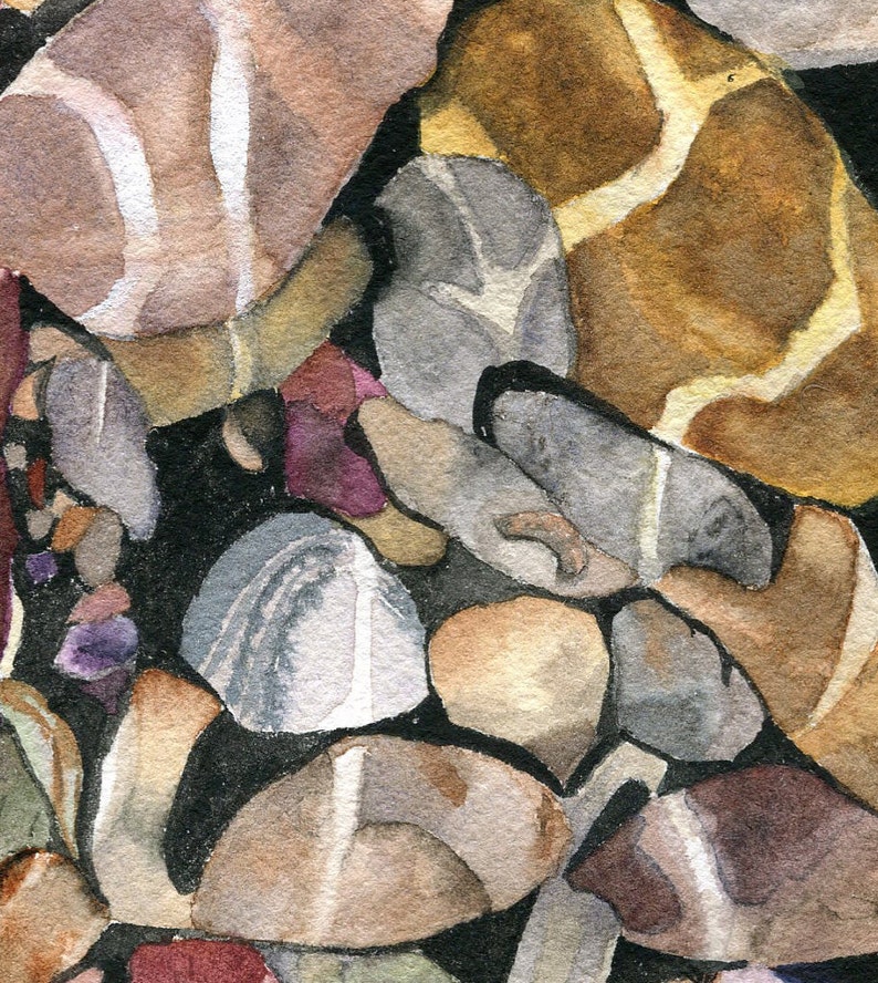Ripples, Watercolor Print, River Rocks in a Stream - Etsy