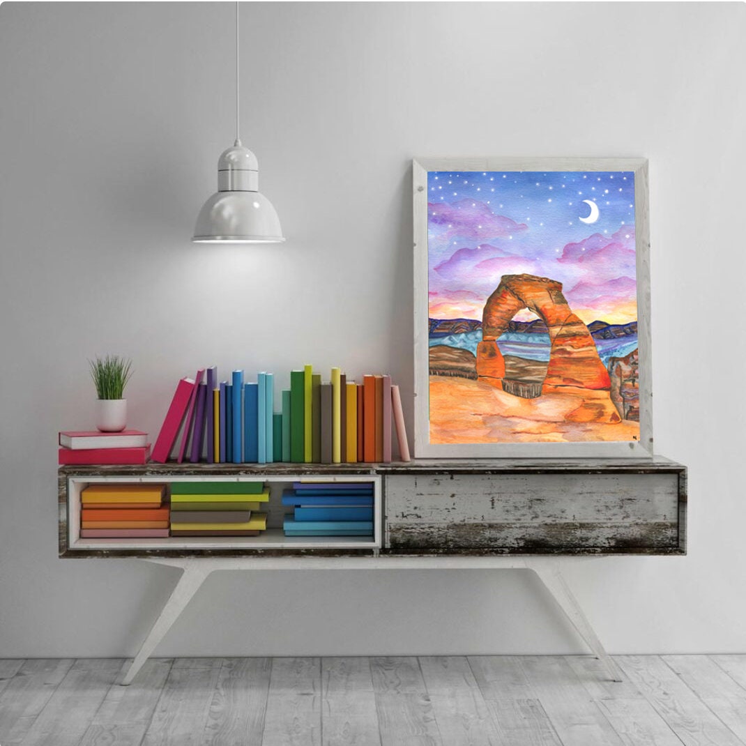Moab Arch, Watercolor Print, National Park Painting - Etsy