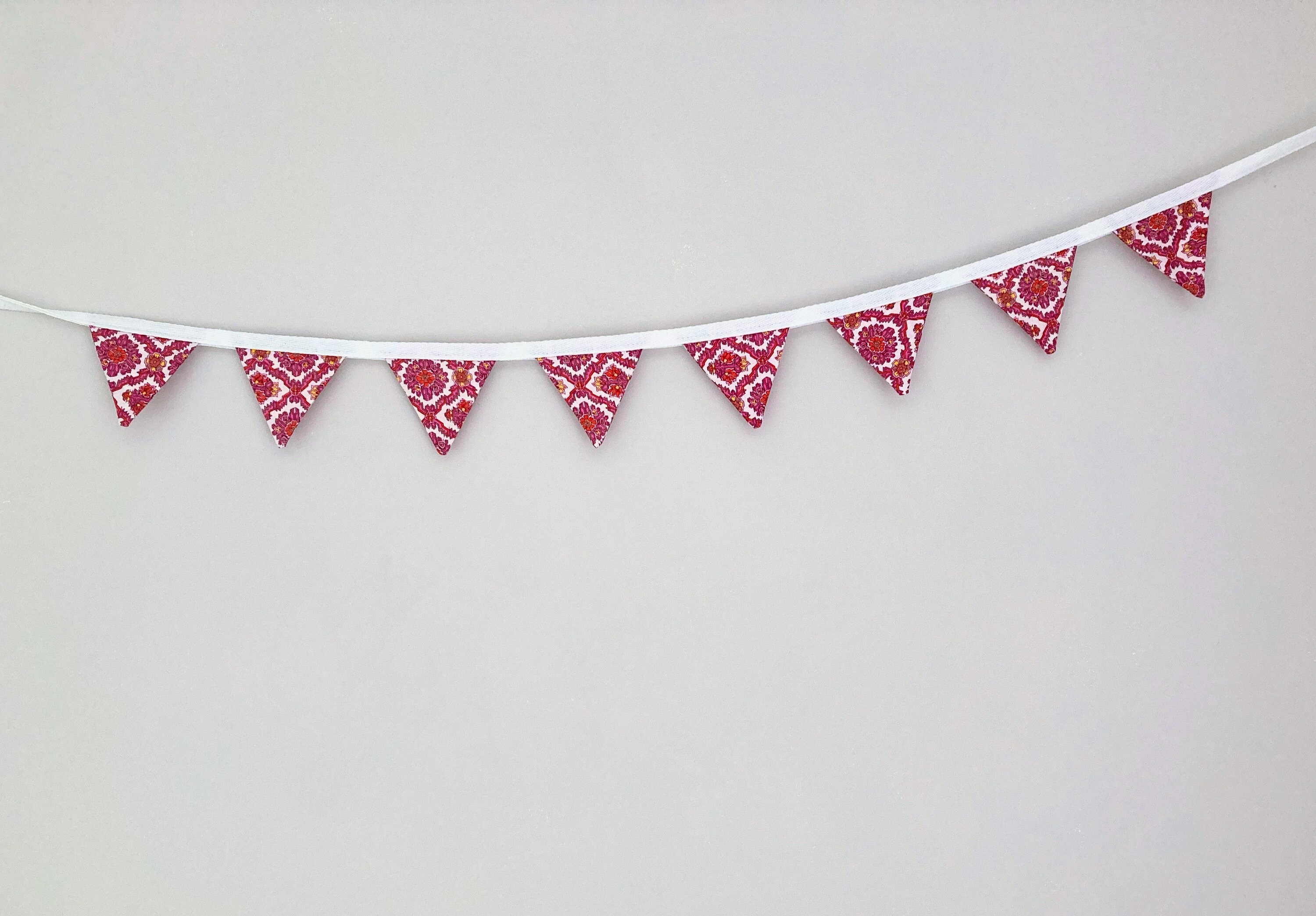 Pink and White Patterned Mini Bunting. Double Sided Fabric. - Etsy