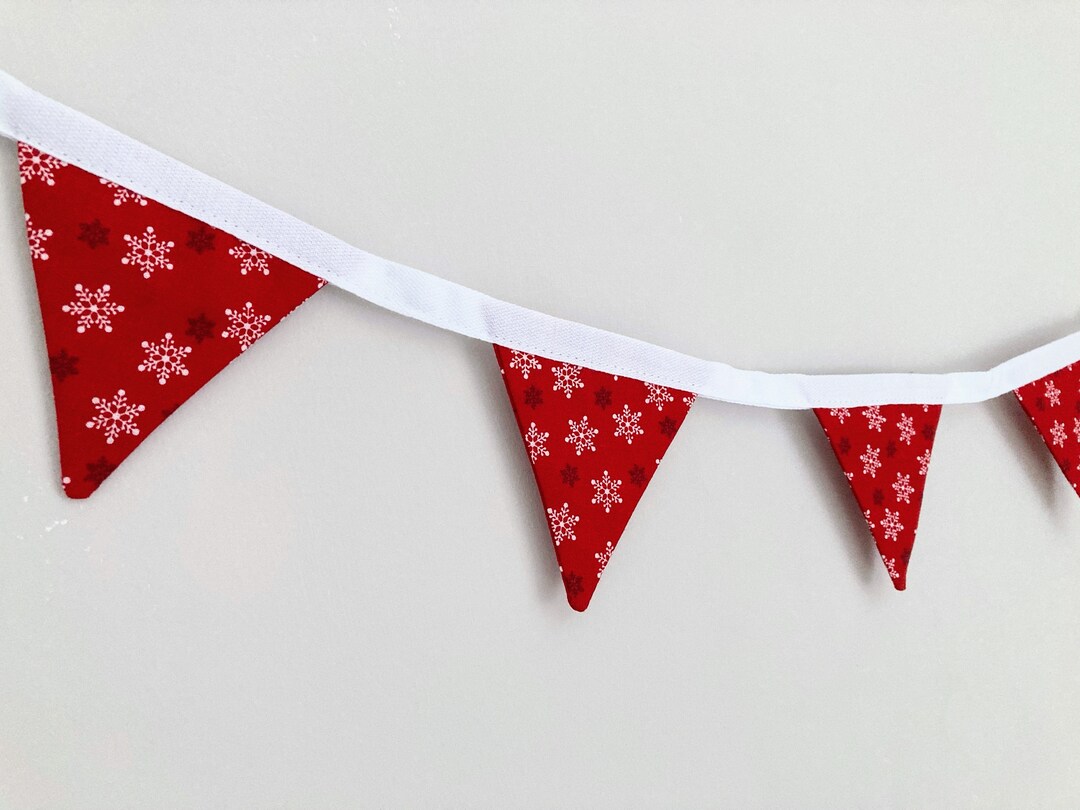 Banderines navideños rojos: tela de copos de nieve de doble cara, 1 ...