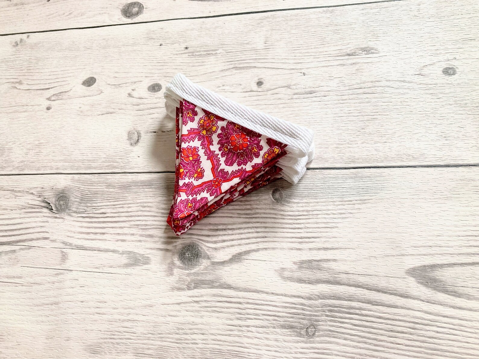 Pink and White Patterned Mini Bunting. Double Sided Fabric. - Etsy