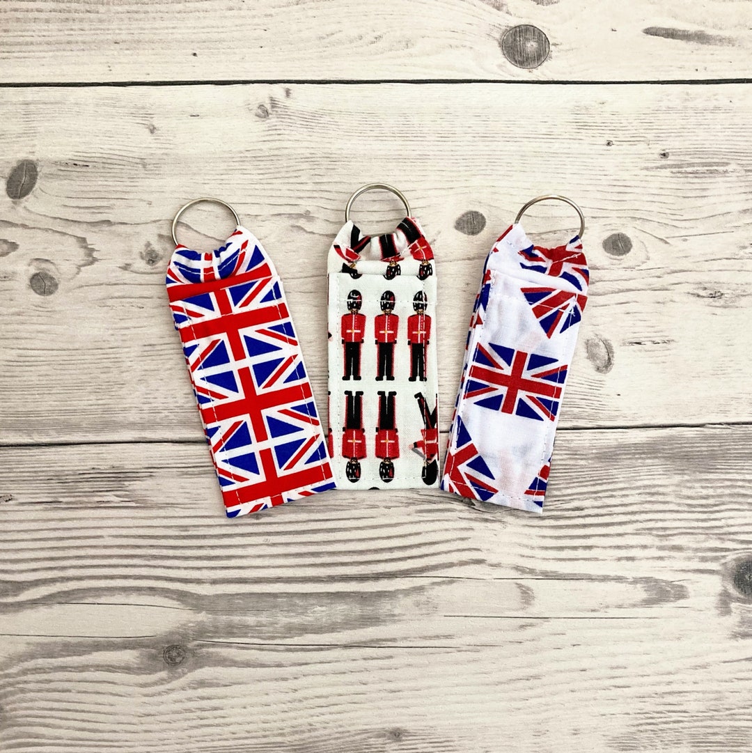 Great Britain, Union Jack Themed Lip Balm Keyring, Long Keychain ...