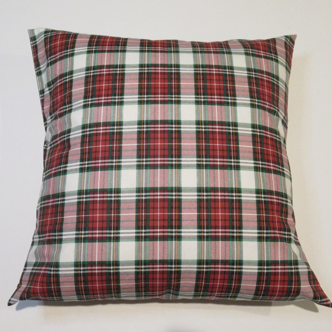 Red-tan Tartan Plaid Pillow Cover | Cotton Fabric | Large Lodge Plaid ...