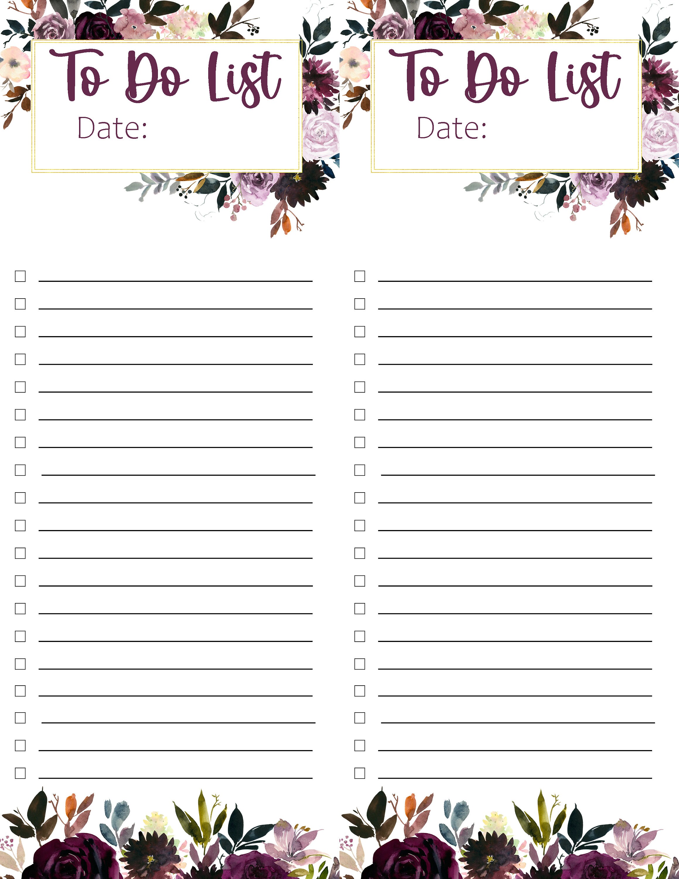 Printable Half Page To Do List | Etsy