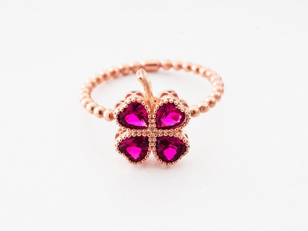 Clover Heart Birthstone Ring, Sterling Silver Shamrock Jewelry, Mom ...