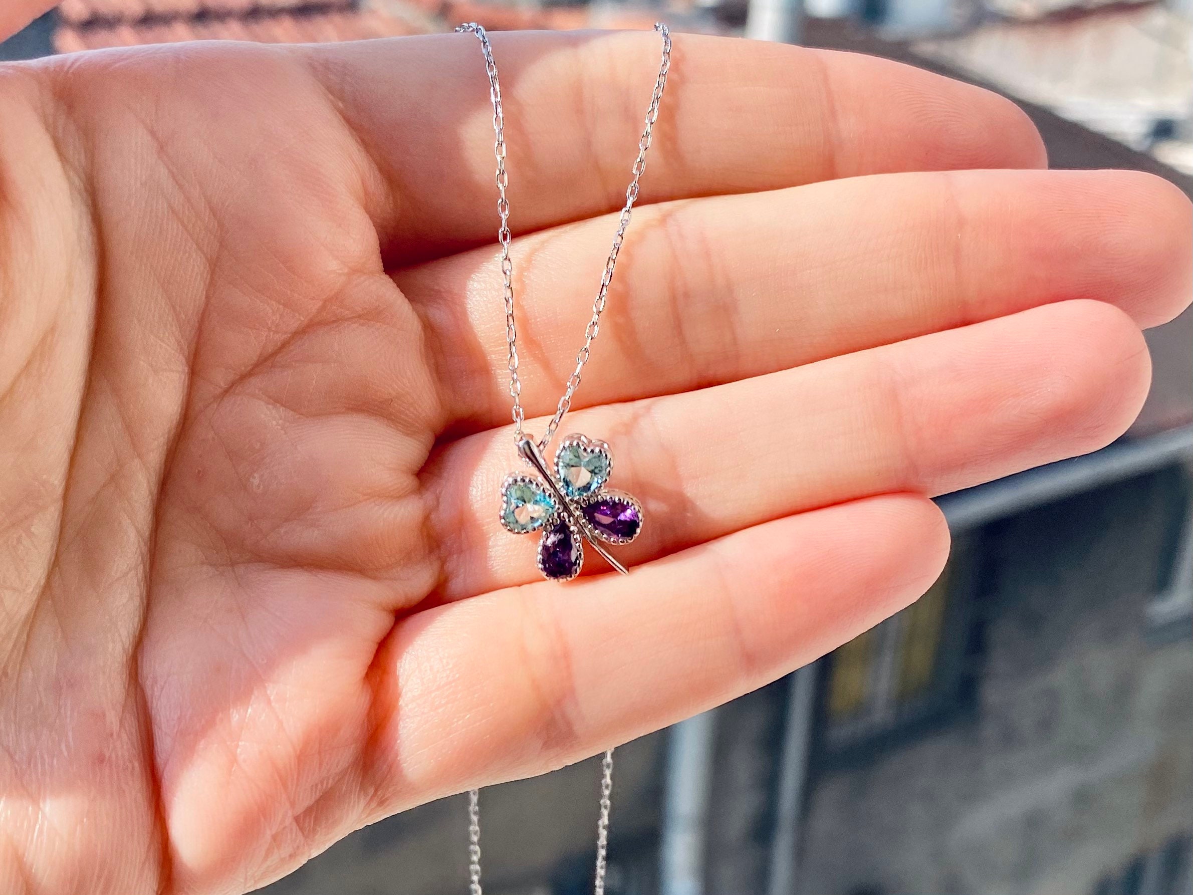 Butterfly Birthstone Necklace CZ Family Jewelry Personalized | Etsy