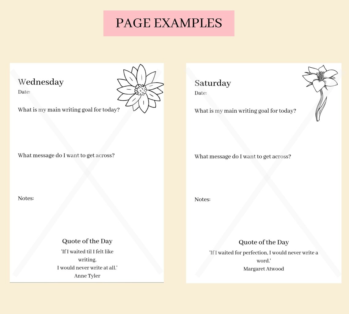 A Weekly Printable Writing Planner, Planner Schedule Weekly Planner ...
