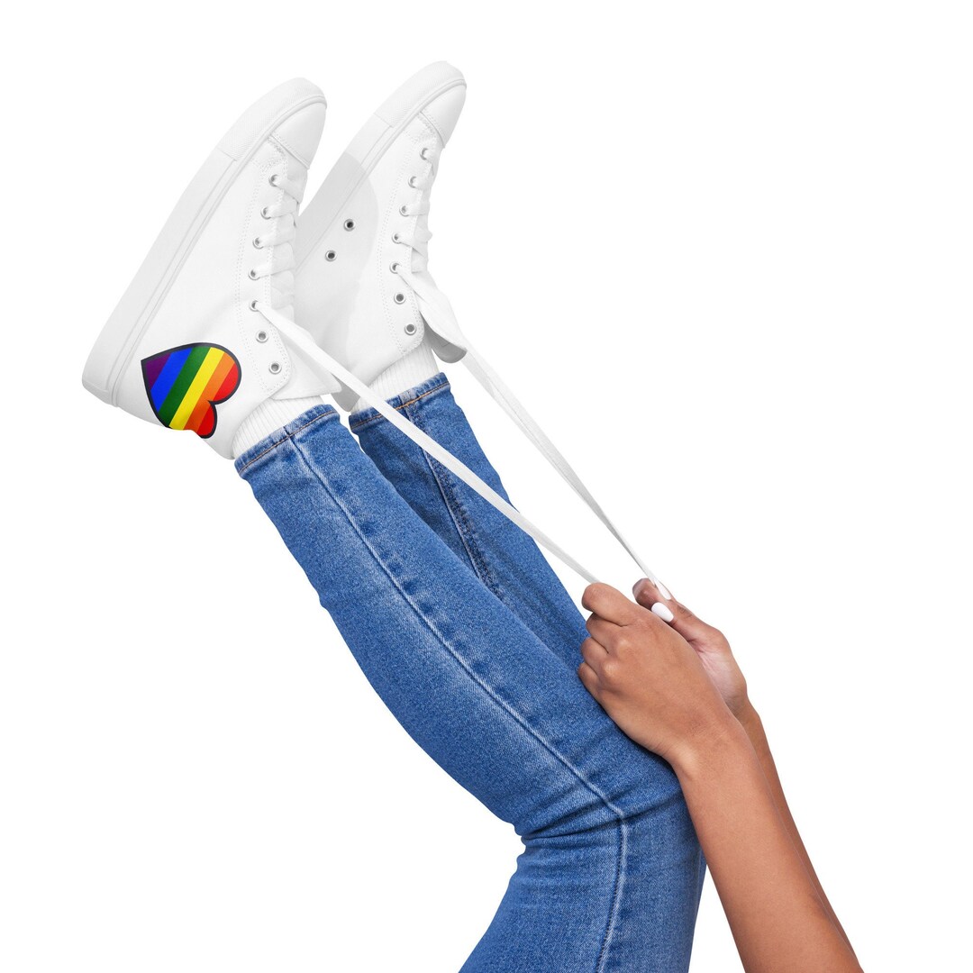 LGBT Love Flag Womens High Top Canvas Shoes, Please Check for Shipping ...