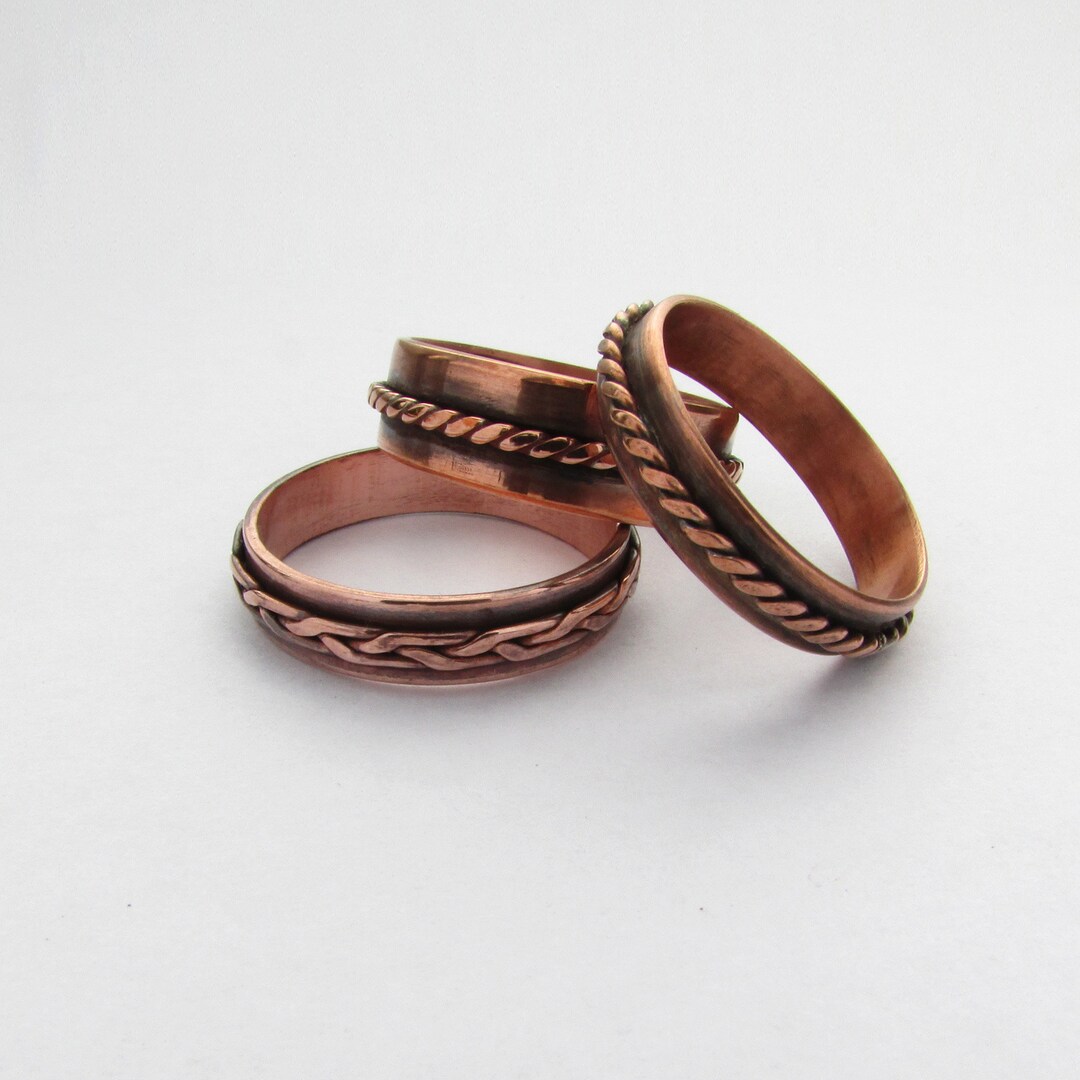 Pure Copper Ring, Double Copper Ring, Copper Band, Boho Copper Ring ...