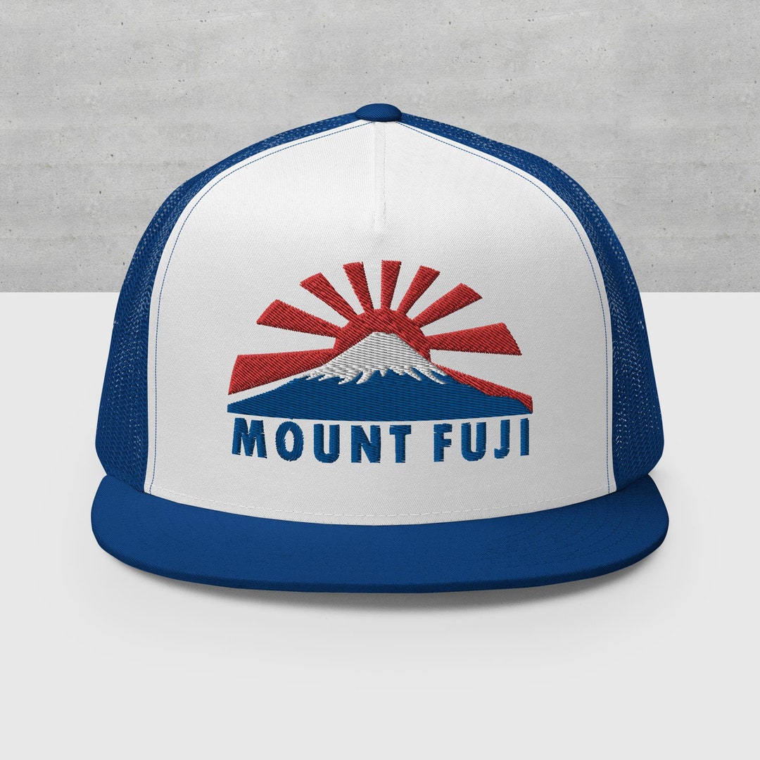 Mount Fuji Embroidered Trucker Hat, Embroidered Mount Fuji Snapback Hat ...