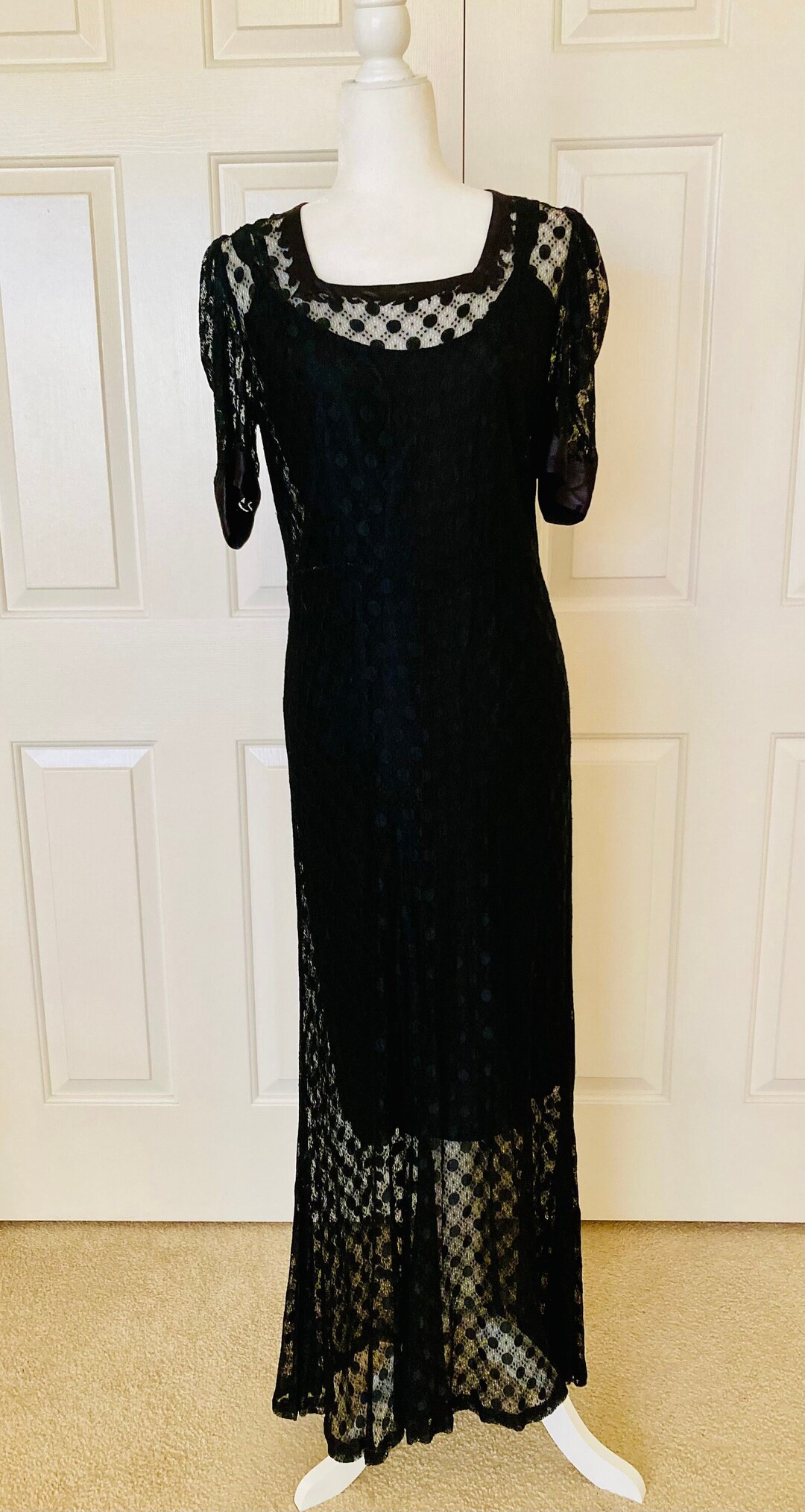 Glam Vintage 30s Lace Gown From France. - Etsy
