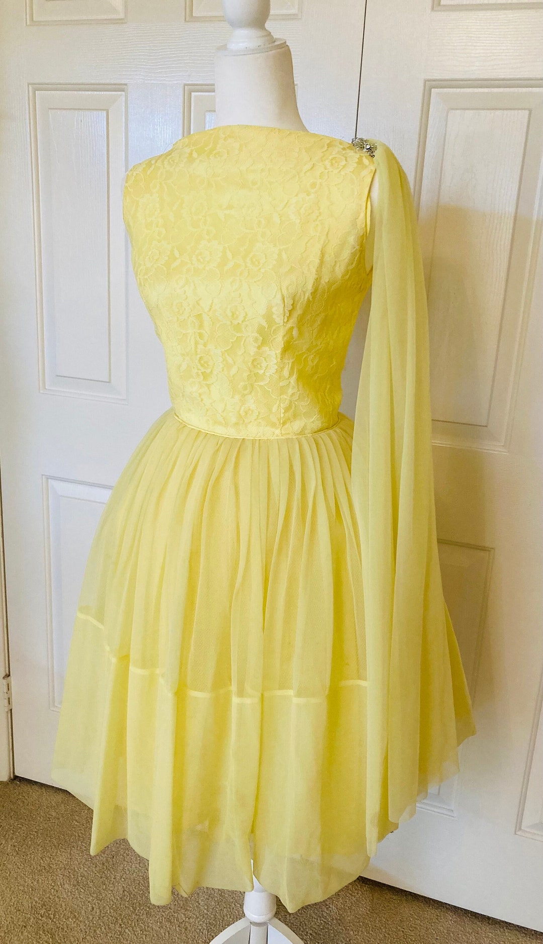 Lemon Custard Vintage 60s Party Dress - Etsy