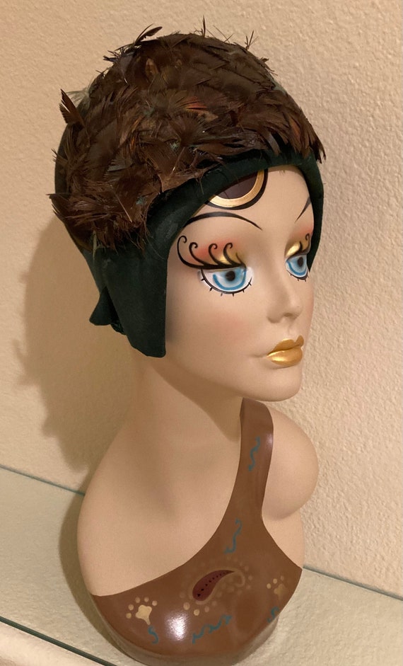 Vintage 20s feathered flapper hat - Gem