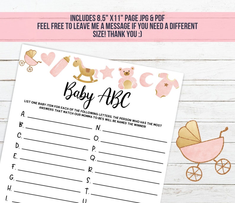 Baby ABC Shower Game Printable Baby Abc's Game Baby | Etsy