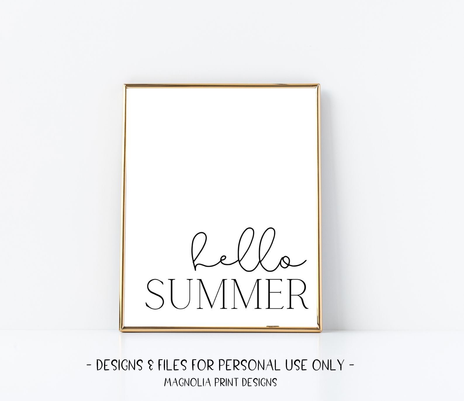Hello Summer PRINTABLE Wall Art, Typography Print, Summer Sign, Hello ...