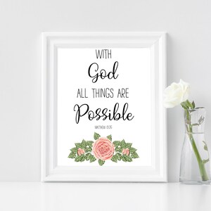 With God All Things Are Possible PRINTABLE Matthew 19 26 Wall Art ...