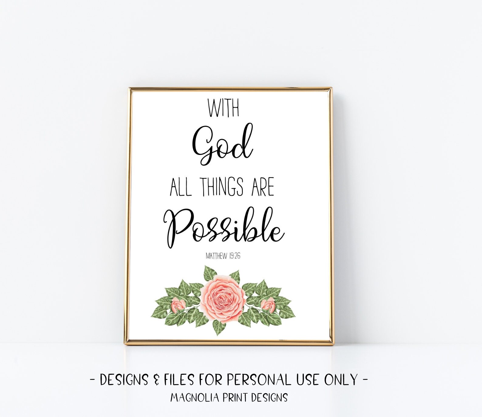 With God All Things Are Possible PRINTABLE Matthew 19 26 Wall Art ...