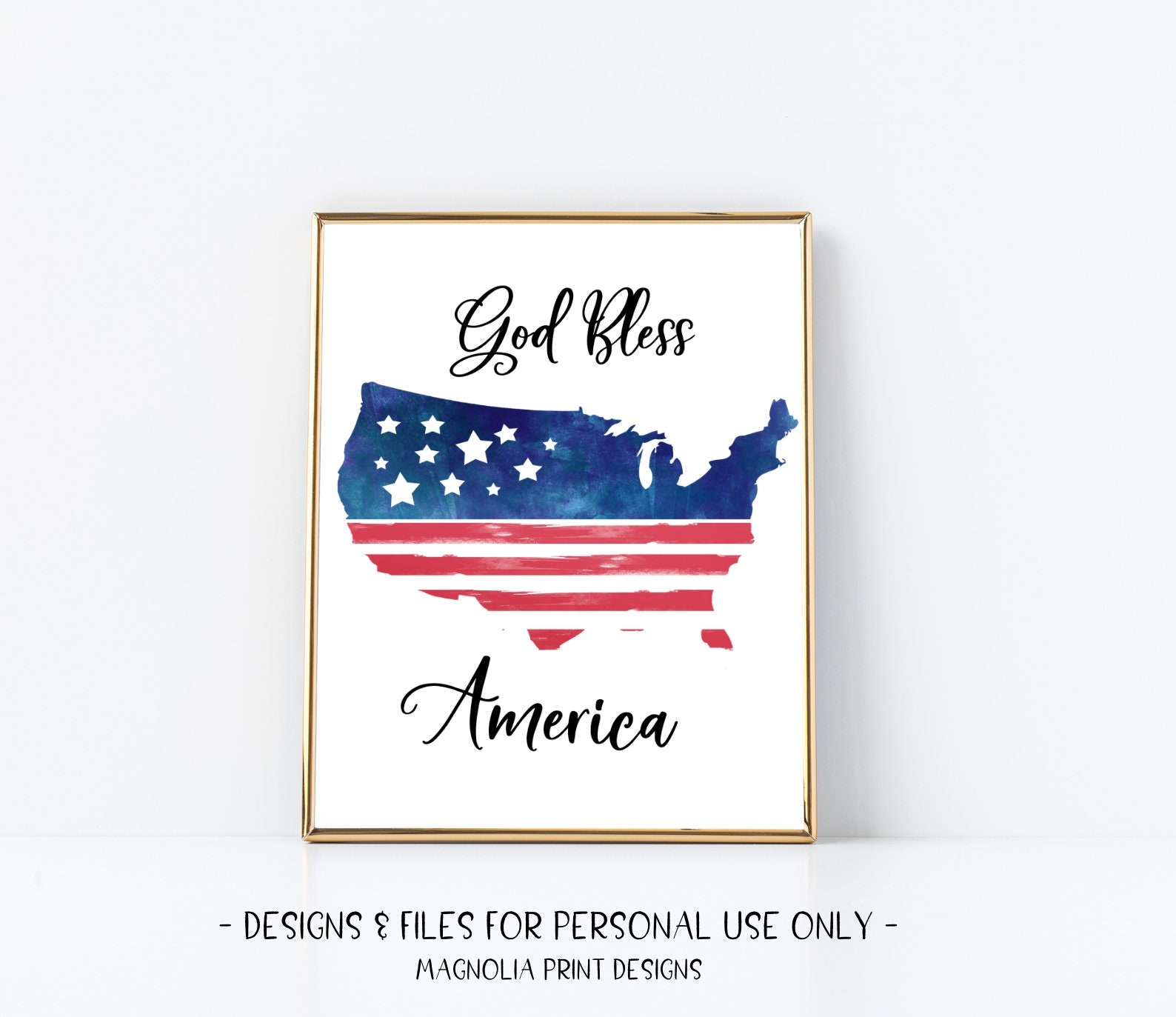 God Bless America PRINTABLE 4th of July Sign American Flag - Etsy