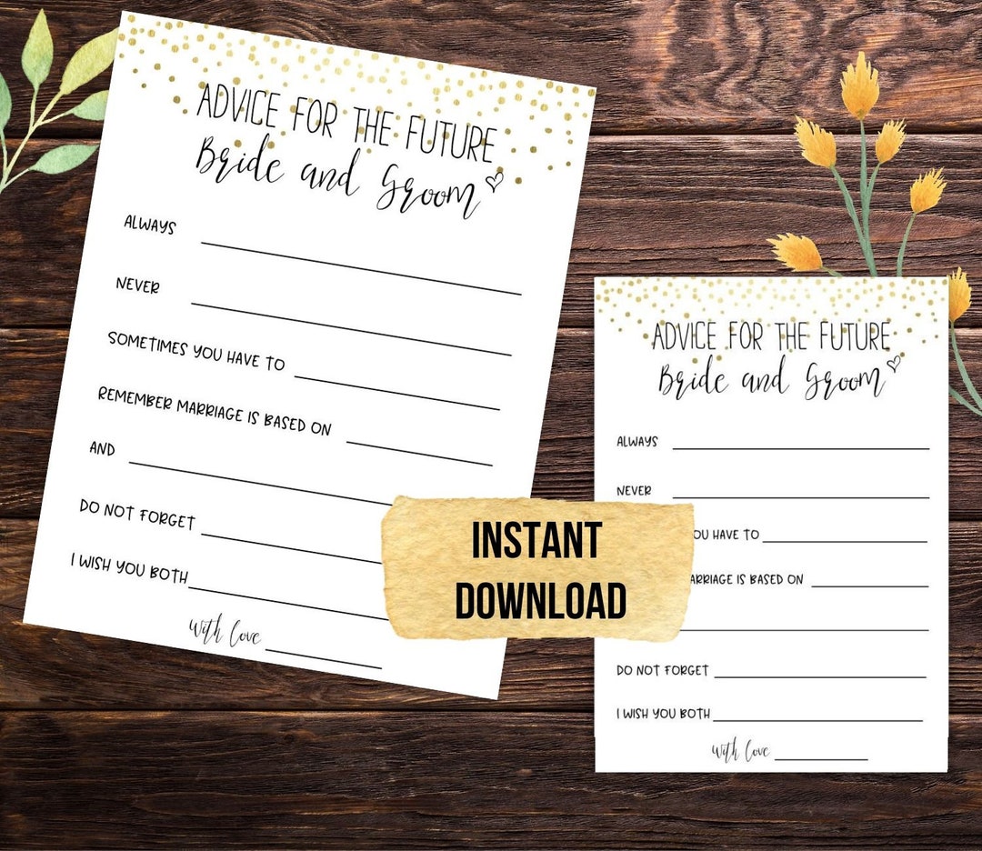 Advice for the Bride and Groom PRINTABLE Wedding Advice - Etsy