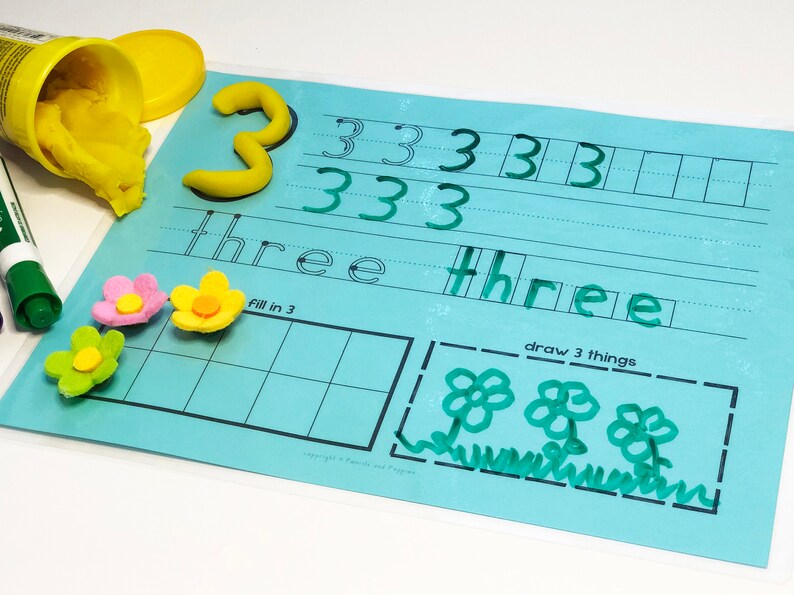 Number Mats for Numeral Handwriting Practice - Reusable Play Doh Mats ...