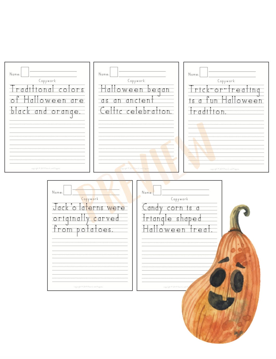 Halloween Handwriting Practice Authentic Handwriting Without - Etsy