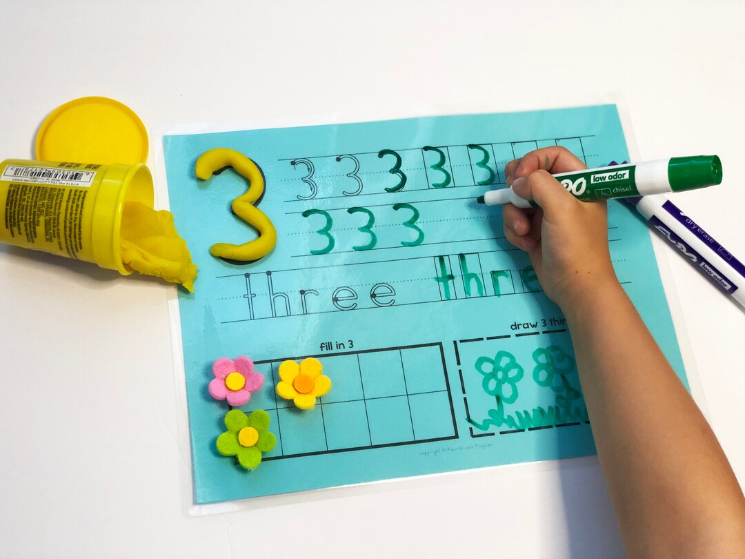 Number Mats for Numeral Handwriting Practice - Reusable Play Doh Mats ...