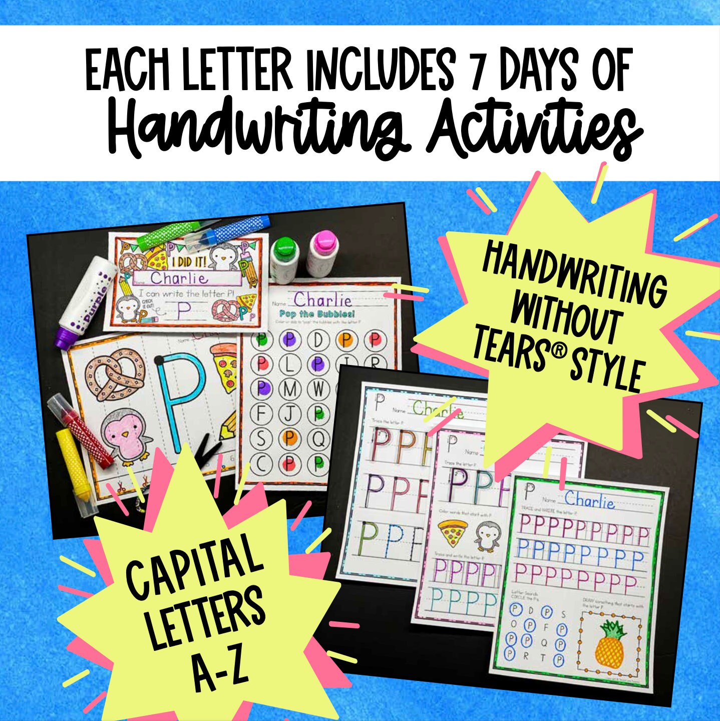 Preschool CAPITAL Letters Handwriting Without Tears® Style Daily ...
