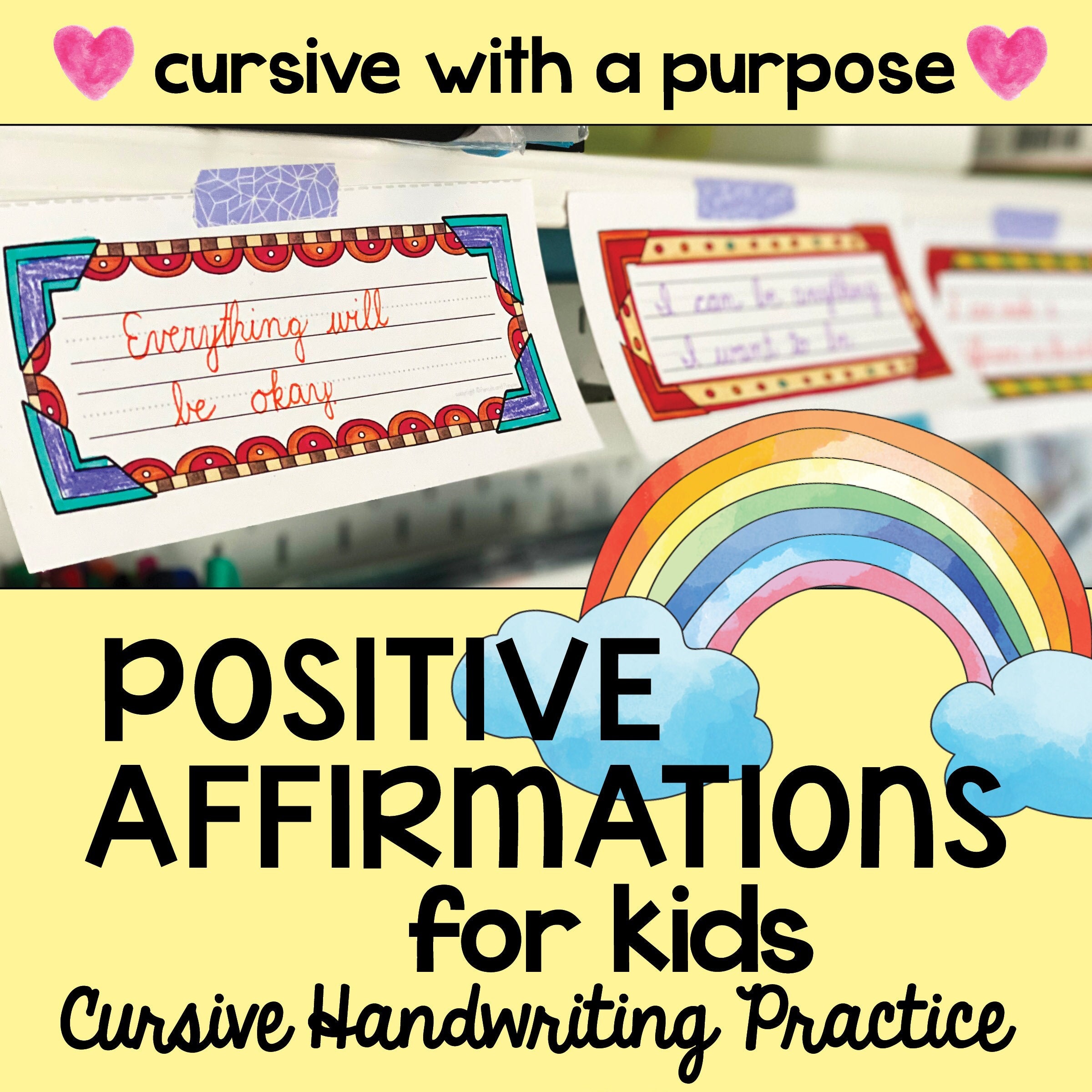 Cursive Positive Affirmations for KIDS Handwriting Practice Growth ...