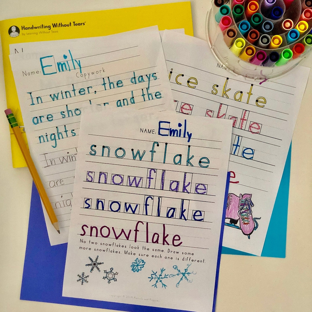 Handwriting Without Tears® Style WINTER Themed Handwriting Practice ...
