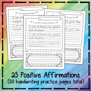POSITIVE AFFIRMATIONS Handwriting Handwriting Without Tears® Style ...