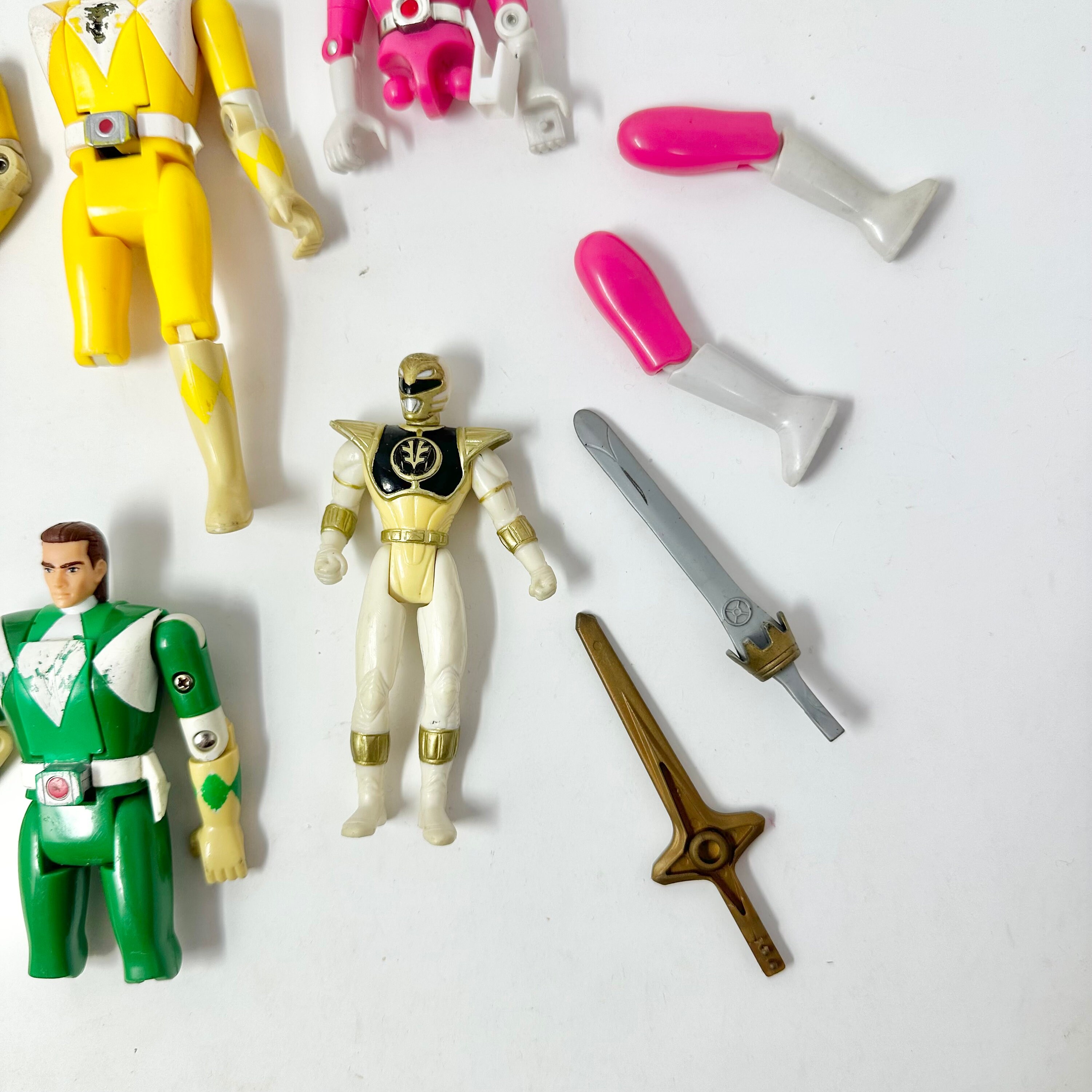 Vtg Bandai 1993 Power Rangers Flip Head Figures Swords White Ranger ...
