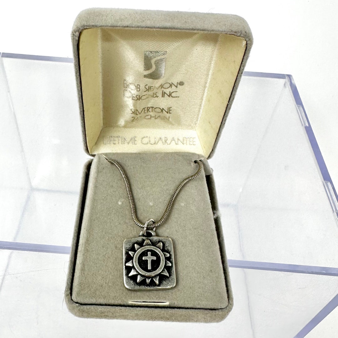 Vintage Bob Siemon Cross Sun Necklace 24 Silvertone Chain W Pendant - Etsy