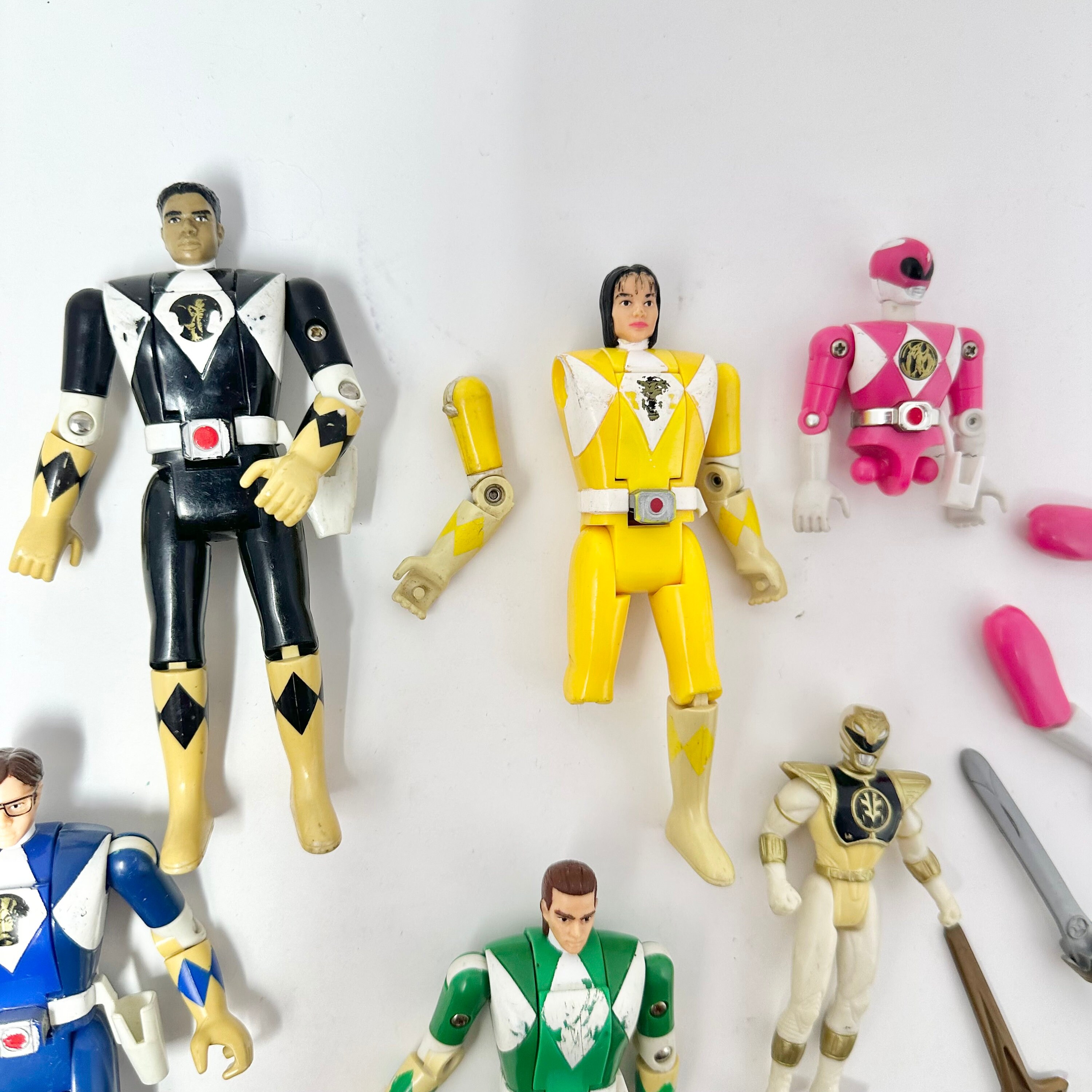 Vtg Bandai 1993 Power Rangers Flip Head Figures Swords White Ranger ...