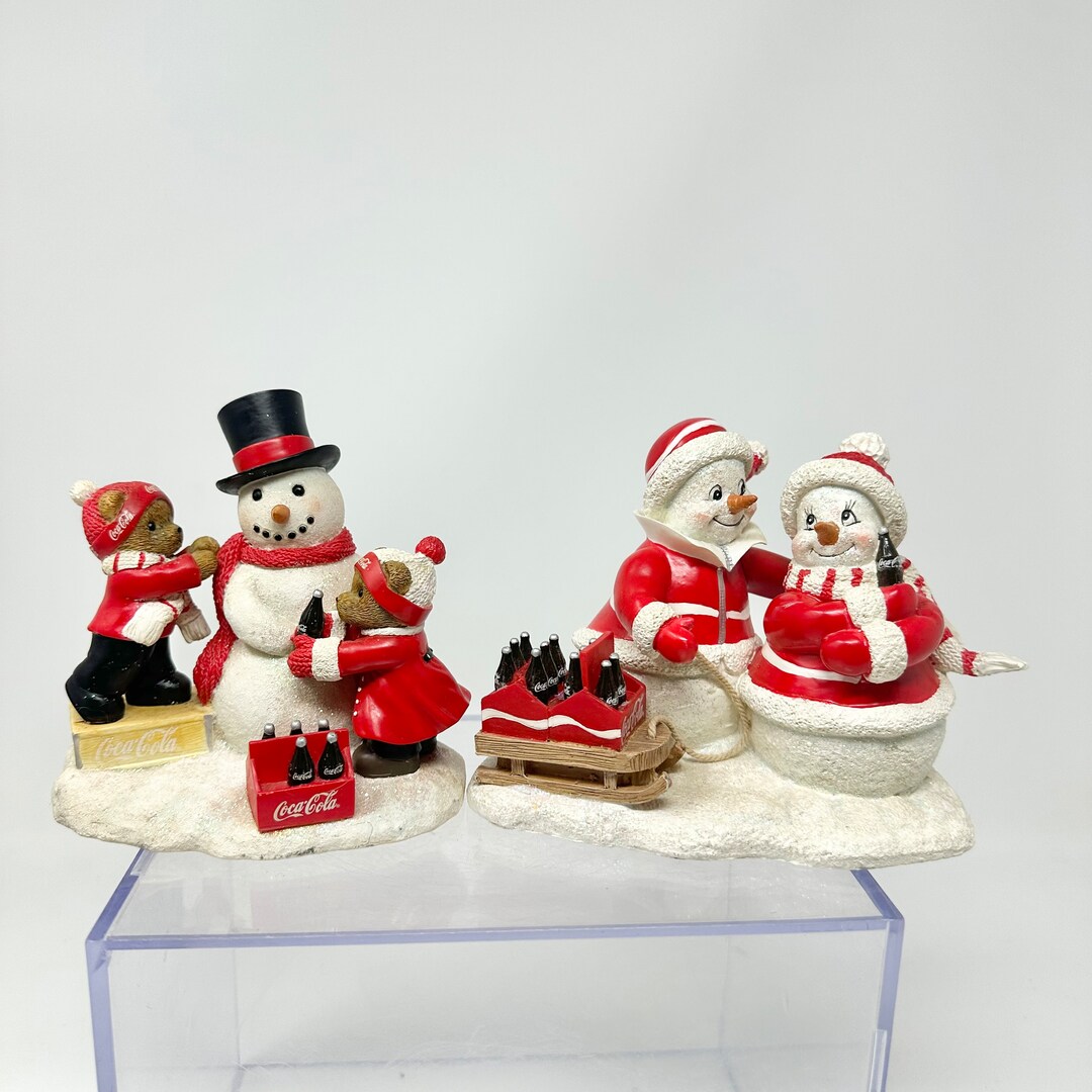 Vtg Coca Cola Collection Snowman Christmas Figurines winter - Etsy
